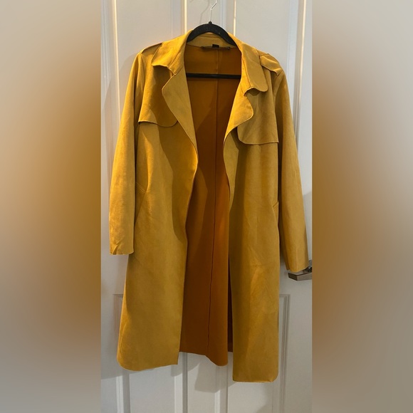 HYFVE | Jackets & Coats | Yellow Faux Suede Trench Coat | Poshmark